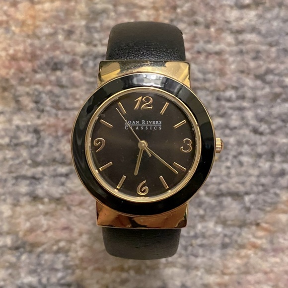 Joan Rivers | Accessories | Joan Rivers Black Leather And Gold Watch ...